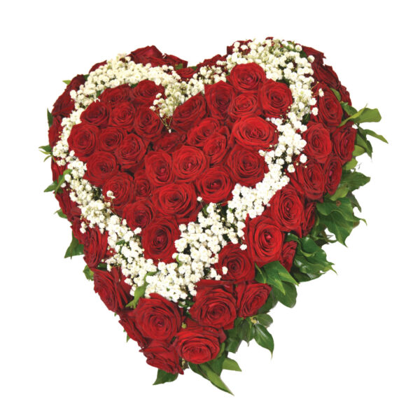 Coeurs de roses rouge et blanc - Pompes funèbres Canard